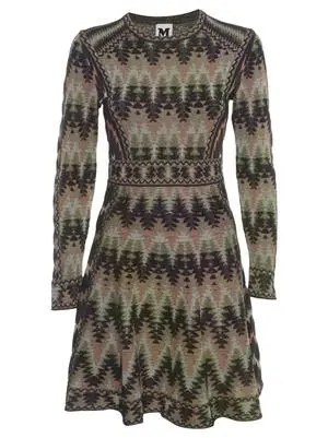 MISSONI Geometric-Pattern Long-Sleeve Mini Dress