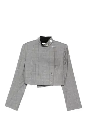 Sportmax Prince Of Wales Check Cropped Jacket - Grey