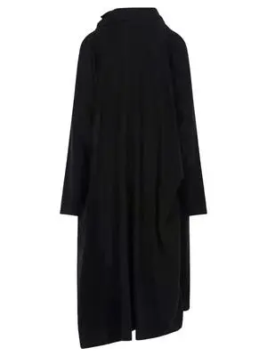 Yohji Yamamoto Asymmetric Scarf-detail Midi Dress - Black