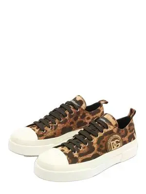 Dolce & Gabbana Portofino Leopard-print Sneakers - Brown