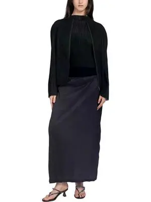 AMOMENTO Amomento Pleated Zip-Up Cardigan