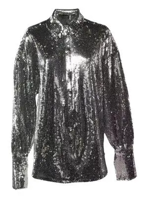 David Koma Sequin-embellished Oversized Shirt - Silver