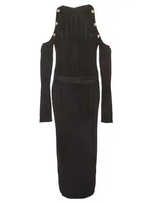 Balmain Rib-knit Midi Dress - Black