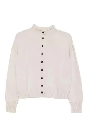 VANISE Button-up Drop-shoulder Cardigan - White