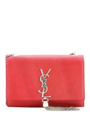Saint Laurent Saint Laurent Classic Monogram Tassel Grainy Leather Small Cross Body Bag Red