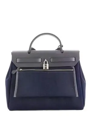 Hermès Herbag Zip Leather And Toile 31 Shoulder Bag - Blue