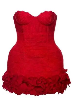 Magda Butrym Corset Ruffled Mini Dress - Red