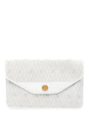Dior Christian Dior Honeycomb Coated Canvas Clutch Bag White