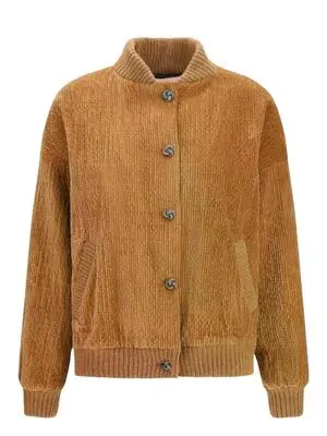 KRISTINA TI Corduroy-effect Bomber Jacket - Brown