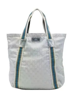 Gucci Gucci GG Canvas Web Tote Bag Grey