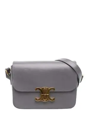 Celine Teen Shiny Calfskin Triomphe Cross Body Bag - Grey