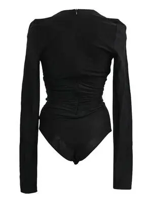 Alexandre Vauthier Gathered V-neck Bodysuit - Black