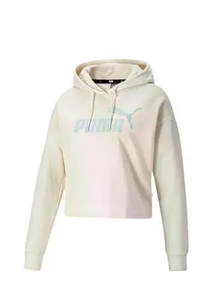 PUMA Cropped Logo-print Hoodie - Neutrals