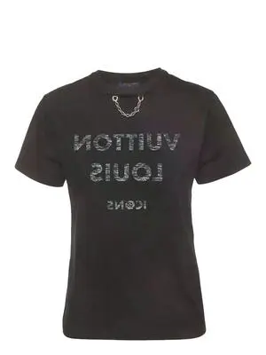 LOUIS VUITTON Louis Vuitton Reversed-Logo Graphic-Print T-Shirt Black