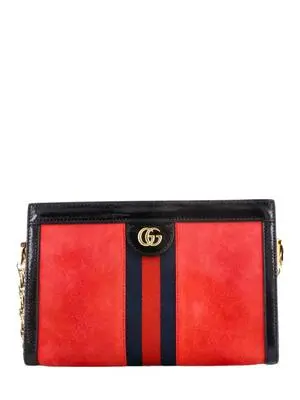 Gucci Ophidia Chain Shoulder Bag Suede Medium Cross Body Bag - Red
