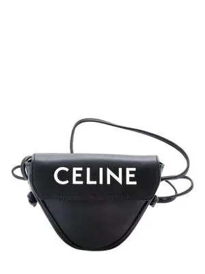 Celine Triangle Leather Cross Body Bag - Black