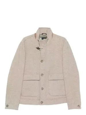 FAY Herringbone-weave Lobster-clasp Coat - Neutrals