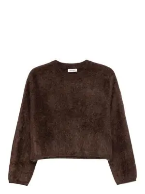 Soft Goat Wool Crewneck Jumper - Brown