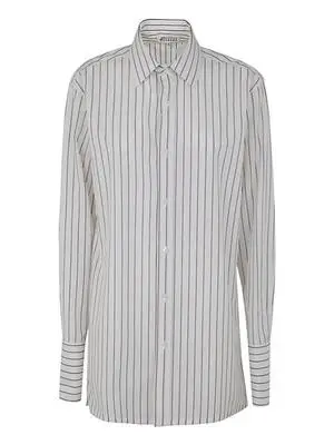 MAISON MARGIELA Striped Long-sleeved Shirt - Gray