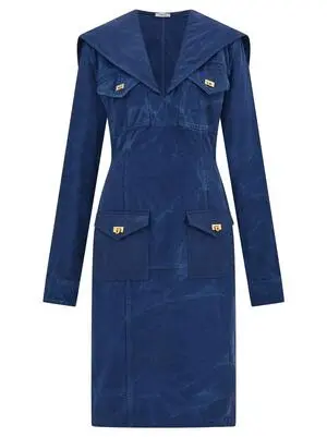 FERRAGAMO Washed Gabardine Dress - Blue
