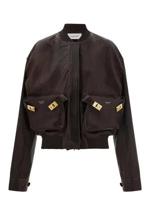 FERRAGAMO Leather Bomber Jacket - Black