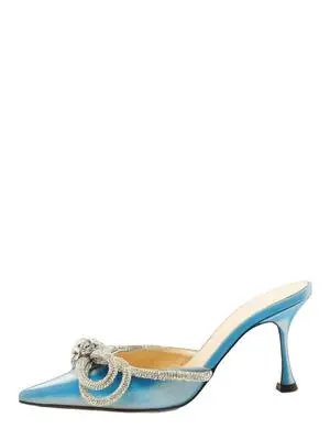 Mach & Mach Double Bow Heeled Mules - Blue