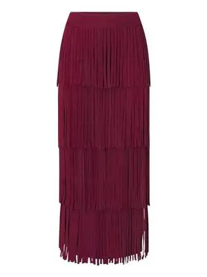 SIMONMILLER Za Za Tie Fringe Maxi Skirt - Red
