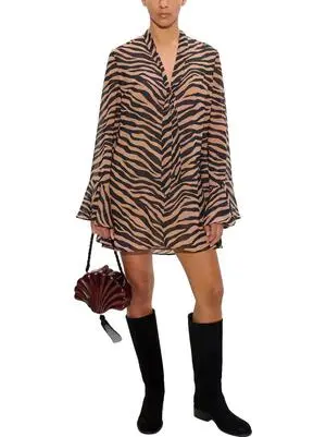 SIMONMILLER Tiger-print Mini Dress - Brown