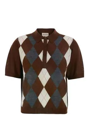 SEMICOUTURE Semicouture Diana Argyle-Pattern Short-Sleeve Polo Top