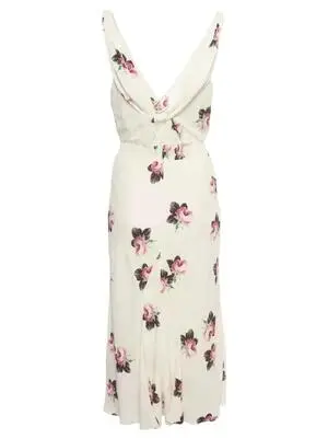 Prada Floral-print Midi Dress - Neutrals