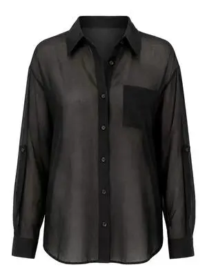 LARA LARA Sheer Button-Up Shirt
