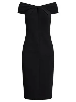 Ralph Lauren Off-shoulder Twist-detail Midi Dress - Black
