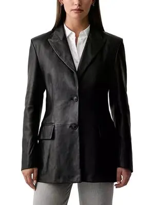 TRUSSARDI Single-breasted Leather Jacket - Black