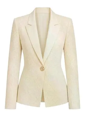 DIVEDIVINE Tosca Lace-Embroidered Peaked-Lapel Blazer Yellow