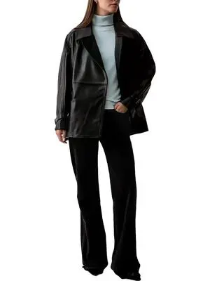 TRUSSARDI Leather Biker Jacket - Black