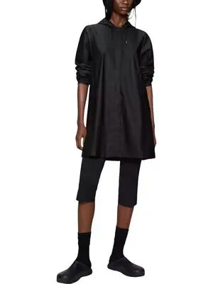 Rains Hooded A-line Coat - Black