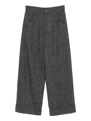 Brunello Cucinelli Brunello Cucinelli Wool Flecked Wide-Leg Trousers Grey