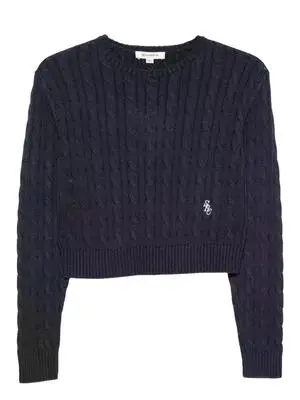 SPORTY & RICH Sporty & Rich Isao Cable-Knit Logo-Embroidered Sweater