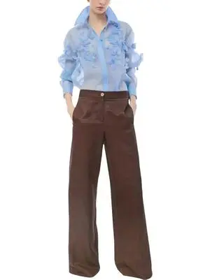 NENETTE Wide-leg Trousers - Brown