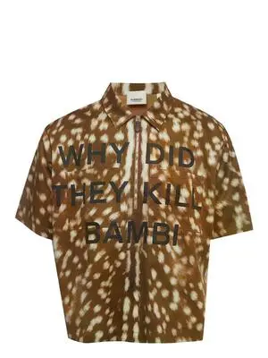Burberry Deer Slogan-print Shirt - Brown
