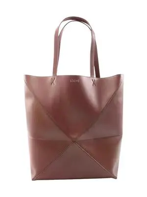 Loewe Shiny Calfskin Puzzle Fold Tote Bag - Brown