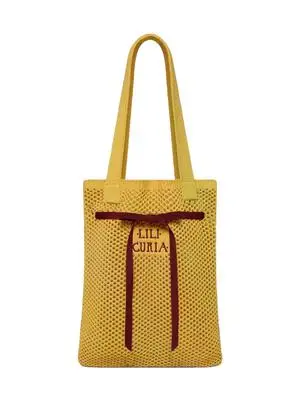LILI CURIA Ribbon-detail Knit Tote Bag - Yellow