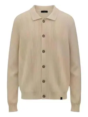 FAY Ribbed-knit Button-up Sweater - Neutrals