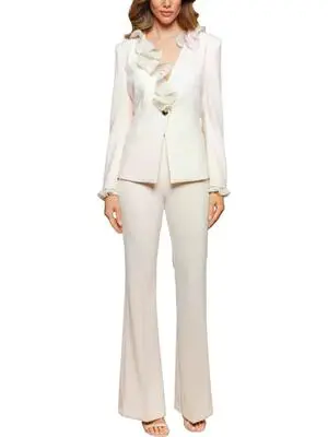DIVEDIVINE Maira Ruffle-trim Tailored Jacket - Neutrals
