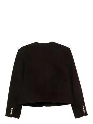 DUNST Collarless Wool Jacket - Brown