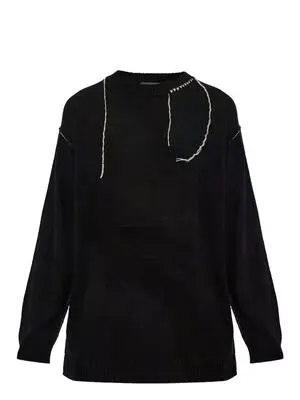 Yohji Yamamoto Embroidered Round-neck Sweater - Black