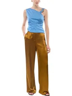 NENETTE Crinkle-satin Wide-leg Trousers - Yellow