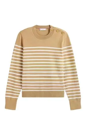Tommy Hilfiger Striped Button-detail Sweater - Neutrals