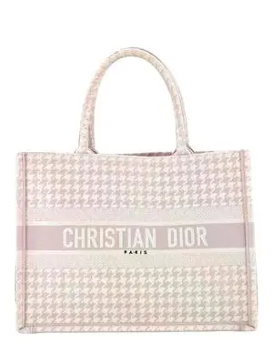 Dior Book Houndstooth Canvas Medium Tote Bag - Pink