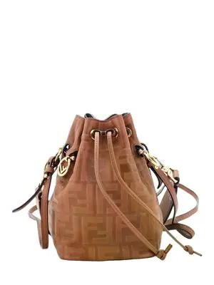 FENDI Fendi Mon Tresor Zucca Embossed Leather Mini Bucket Bag